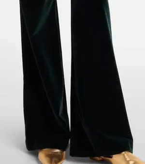 Etro Cotton Velvet Flared Pants - Green