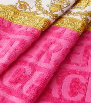 Versace Allover Cotton Terry Beach Towel - Pink