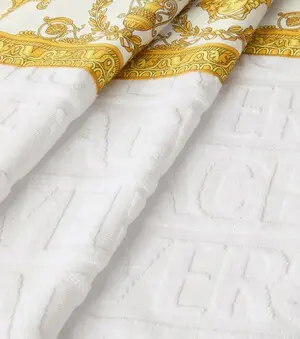 Versace Allover Cotton Terry Beach Towel - White