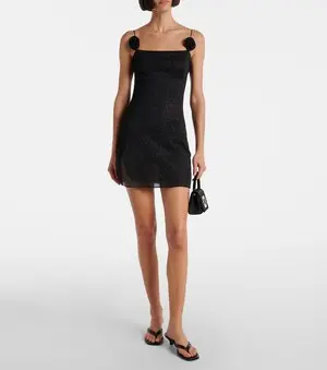 Oseree Lumière Floral Appliqué Mini Dress