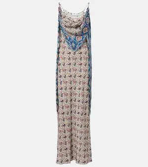 Rabanne Paisley Scarf Detail Slip Dress - Multicoloured