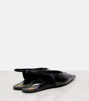 Saint Laurent Babylone Leather Slingback Flats - Black