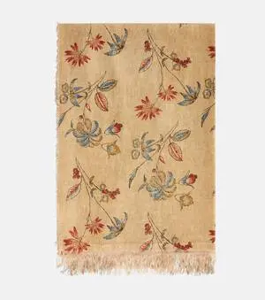THE HOUSE OF LYRIA Tormento Floral Linen Tablecloth - Beige