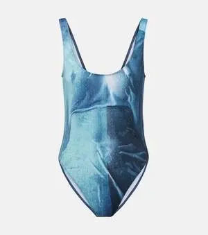 JEAN PAUL GAULTIER Trompe L’oeil Swimsuit - Blue