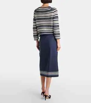 Vince Open-knit Striped Cotton Cardigan