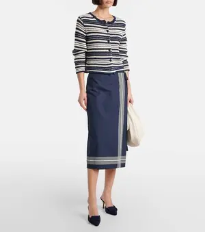 Vince Open-knit Striped Cotton Cardigan
