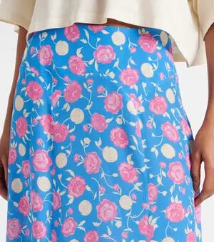 Rixo Carpi Floral Silk Midi Skirt