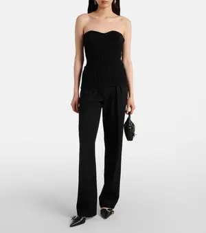 JEAN PAUL GAULTIER Ribbed-knit Wool-blend Corset - Black