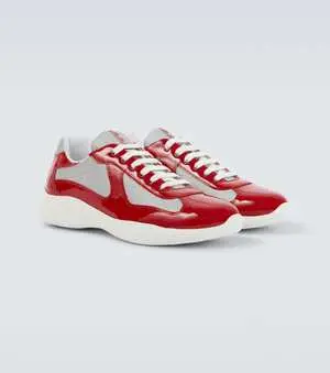 Prada America's Cup Leather-trimmed Sneakers - Red