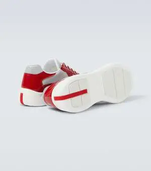Prada America's Cup Leather-trimmed Sneakers - Red