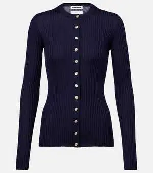 JIL SANDER Ribbed-knit Silk Cardigan