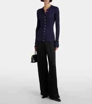JIL SANDER Ribbed-knit Silk Cardigan