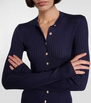 JIL SANDER Ribbed-knit Silk Cardigan