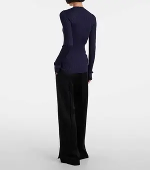 JIL SANDER Ribbed-knit Silk Cardigan