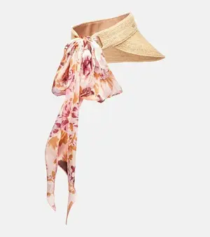 Chloé Scarf-detail Raffia Visor