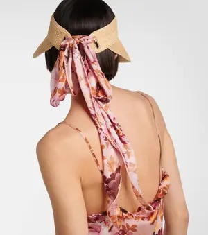 Chloé Scarf-detail Raffia Visor