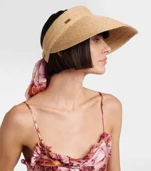 Chloé Scarf-detail Raffia Visor