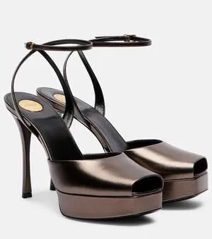 Saint Laurent La Scandale 110 Leather Platform Sandals