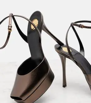 Saint Laurent La Scandale 110 Leather Platform Sandals