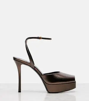 Saint Laurent La Scandale 110 Leather Platform Sandals