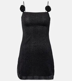 Oseree Lumiere Floral-appliqué Minidress - Black