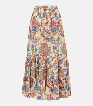 Etro Paisley Tiered Cotton Maxi Skirt - Multicoloured
