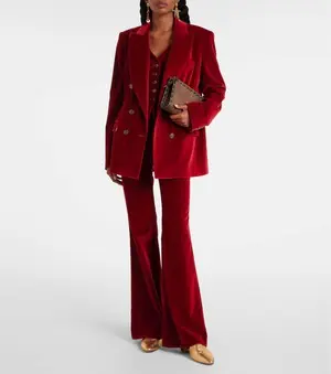 Etro Cotton Velvet Flare Pants - Red