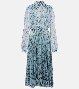 Proenza Schouler Jones Printed Chiffon Shirt Dress - Blue