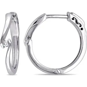 JULIANNA B. Spiral Channel Set Diamond Hoop Earrings - 10k White Gold