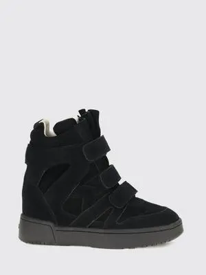 Isabel Marant Étoile Isabel Marant Suede High-Top Wedge Sneakers With Velcro Straps Black