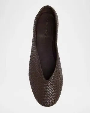 Bottega Veneta Woven Nappa Leather Ballerina Flats - Fondant