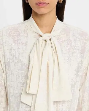 Fabiana Filippi Burnout Tie-neck Blouse - Burro