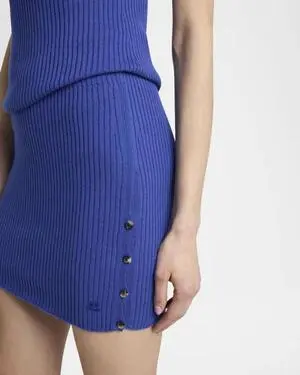 COURREGES Buttoned Ribbed Mini Skirt - Saphir