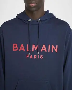 Balmain Cotton Logo Sweatshirt - Soa Navy/red