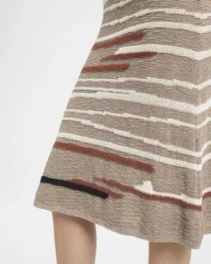 Bottega Veneta Linen-cotton Intarsia Knit Skirt - Storm