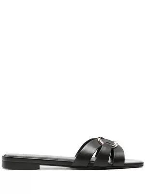 TWINSET Oval T-plaque Leather Slides
