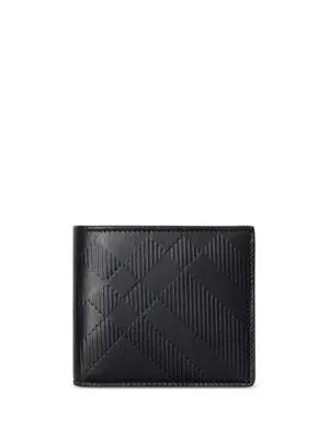 Burberry Embossed-check Leather Wallet