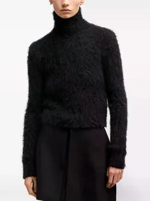AMI Paris Brushed-effect Cotton Jumper - Black