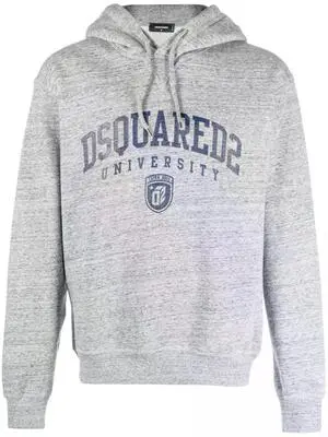 Dsquared2 Logo-print Mélange-effect Hoodie - Grey
