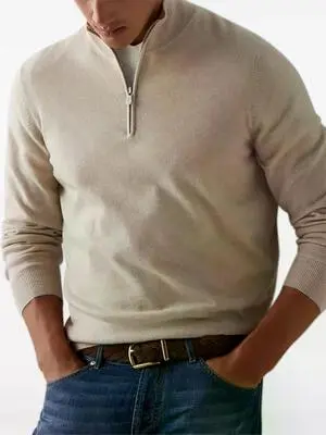 Brunello Cucinelli Short-zip Knitted Jumper - Neutrals