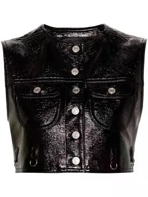 COURREGES Faux-leather Cropped Vest