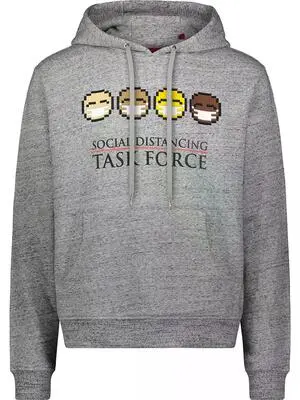 MOSTLY HEARD RARELY SEEN 8-BIT Graphic Print Drawstring Hoodie - Grey