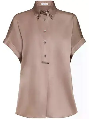 Brunello Cucinelli Monili-embellished Silk Shirt