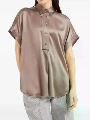 Brunello Cucinelli Monili-embellished Silk Shirt
