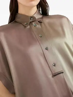 Brunello Cucinelli Monili-embellished Silk Shirt