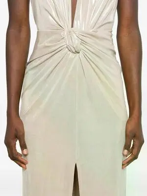NISSA Backless Lamé Maxi Dress - Neutrals