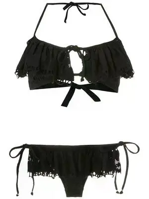 AMIR SLAMA Ruffled Bikini Set - Black