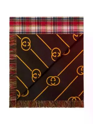 Gucci Gg Plaid Throw Blanket - Red