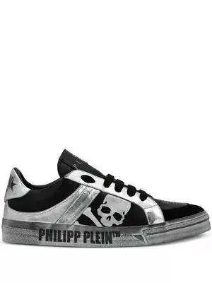 Philipp Plein Retro Kickz Leather Sneakers - Black