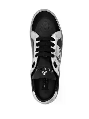 Philipp Plein Retro Kickz Leather Sneakers - Black